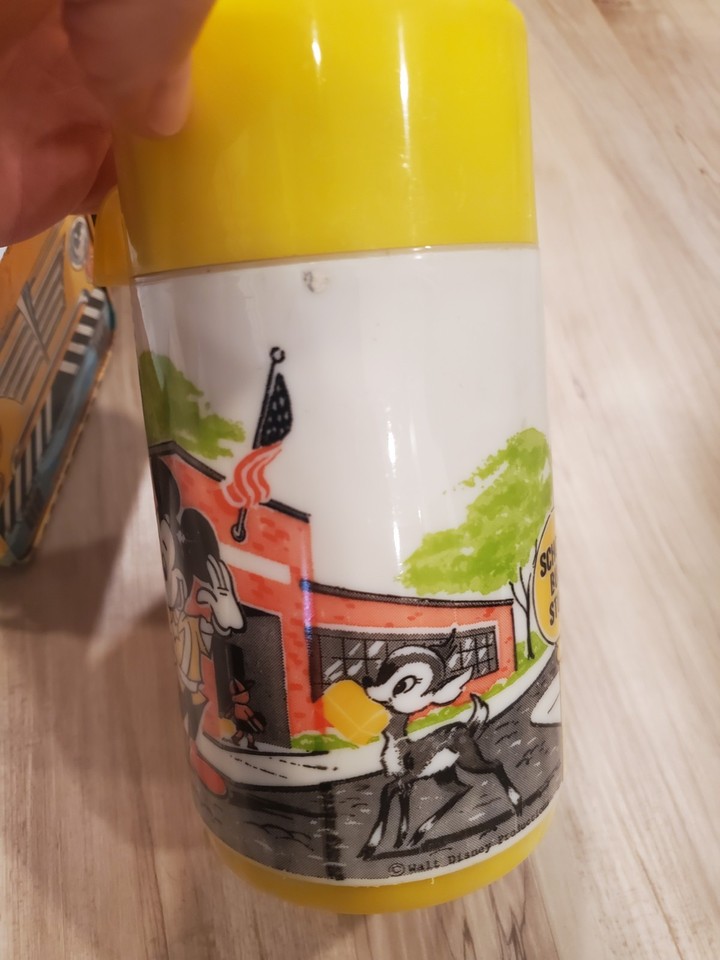 Vintage 1960s Walt Disney School Bus Lunch Box With Thermos - Mickey ...