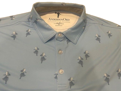 Anderson Ord Men's Golf Hula Girl Sky Blue Performance Polo Shirt NWT ...