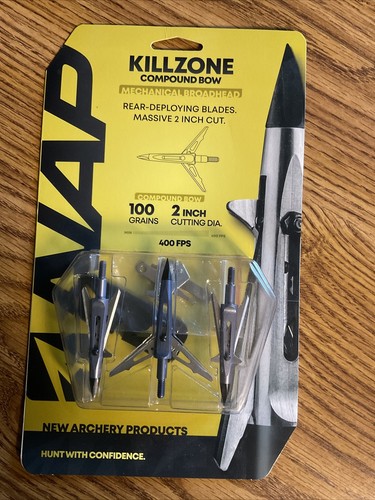 Nap Killzone Rear Deploying CompoundBroadheads 100 Gr. 2" Cut 3 Count ...