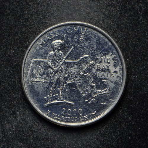 2000-D Massachusetts Quarter Defective Die Mint Error Struck Through ...