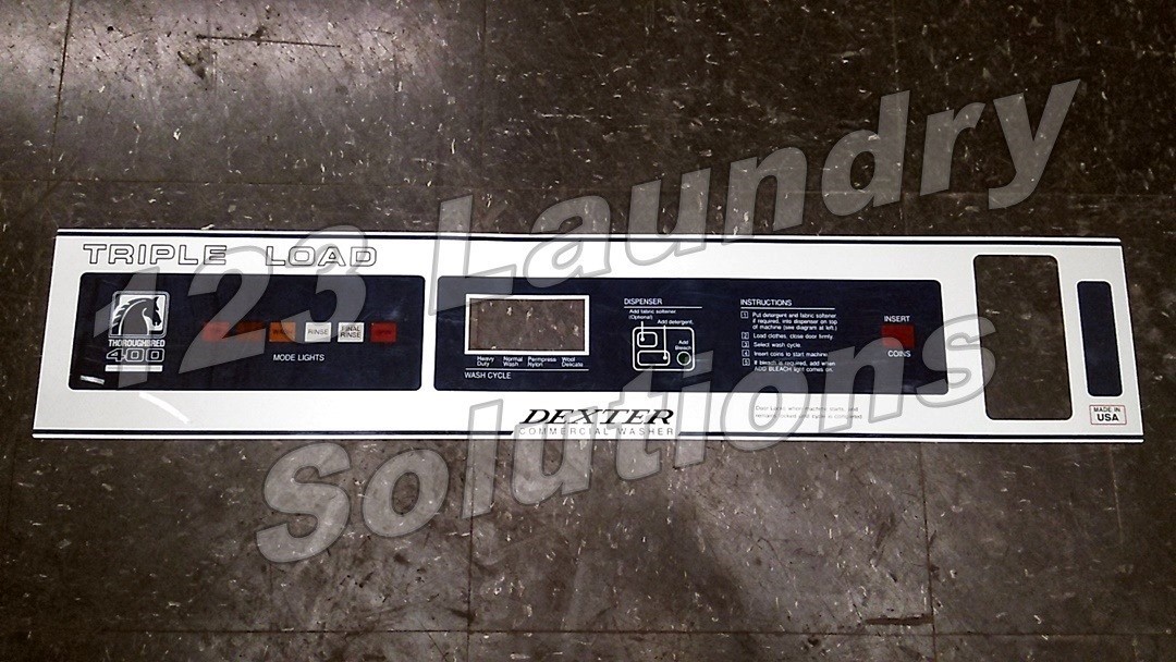 Front Load Washer T400 Decal Control Panel For Dexter P/N: 9412-076-007 ...