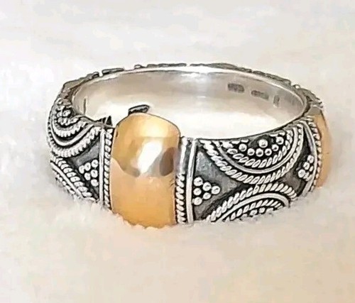Vintage SUARTI BA Bali 18k Gold & 925 Sterling Silver Scroll Cigar Band ...