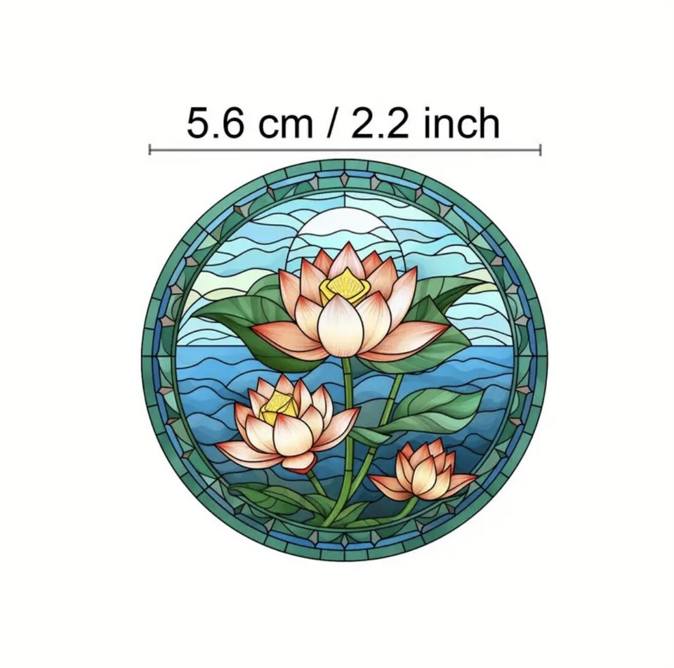 10Pcs Round Stain Glass Window Stickers- Scrapbook, Journal, DIY Crafts ...
