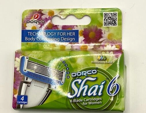 New Dorco Shai 6 Blade Women's Replacement Razors 4 Pack Moisterizing ...