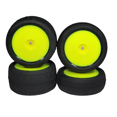 Losi Mini B Pro BK Bar Tires & Yellow Wheels Pre-Glued Front Taper Pin ...