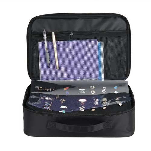 Enamel Pin Display Storage Bag with Shoulder Strap, 12-Page Pro Pins ...