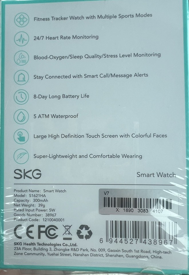SKG Smart Watch V7 Cyber with alexa built in color black For Android | eBay
