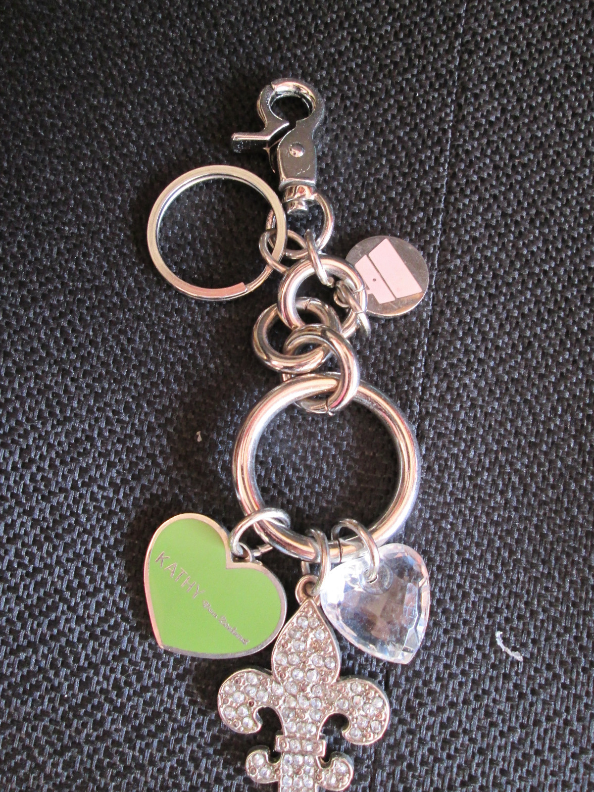 Womens Designer Kathy Van Zeeland Silver Charm Key Chain Ring For Purse ...