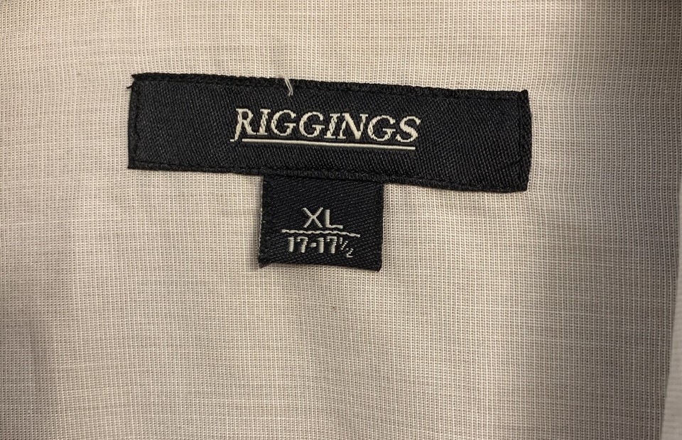 J RIGGINGS Men's Long Sleeve Beige Button Up Dress Shirt Sz 17-17.5 | eBay