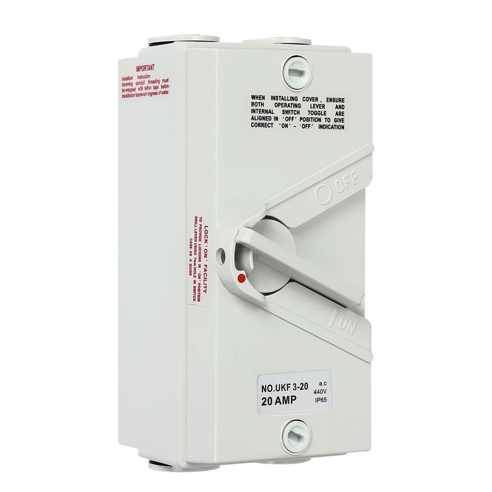 440V 20A 3 Pole Wall-Mounted Isolation Switch Waterproof Safety ...