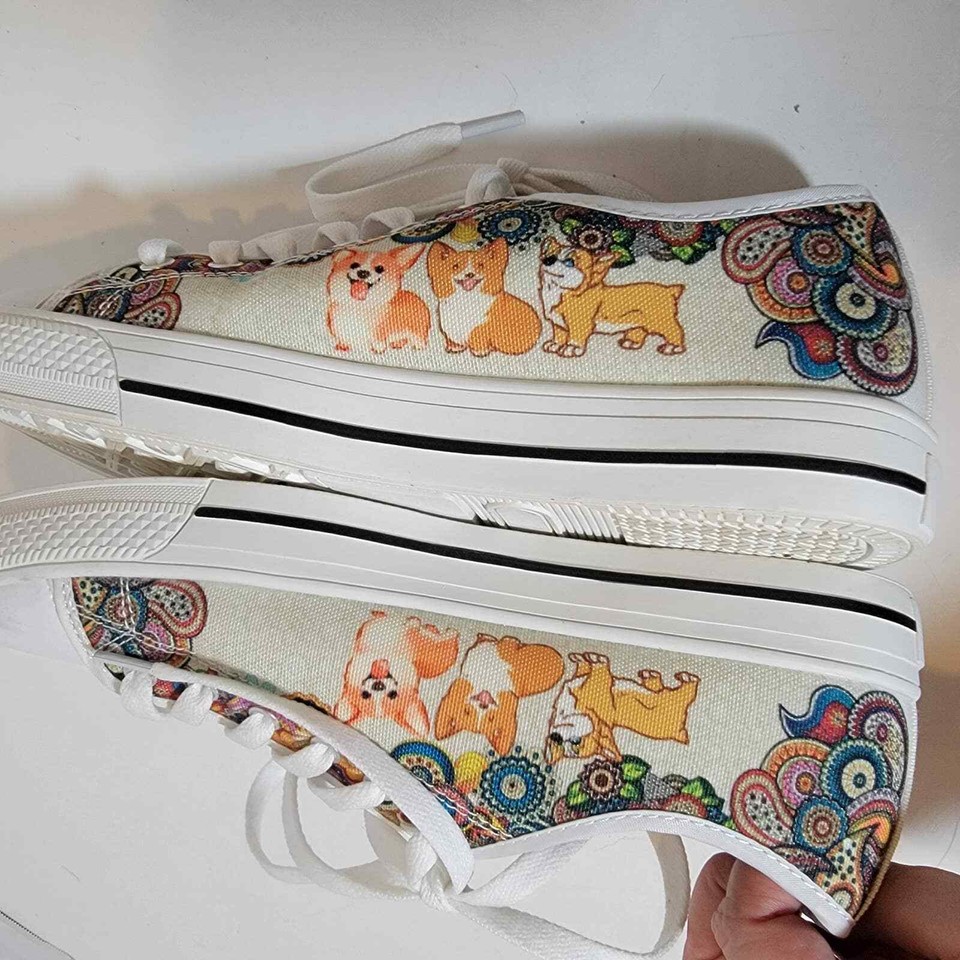 Corgi Sneakers 7 Dog Casual Puppy Tennis Shoes Floral | eBay