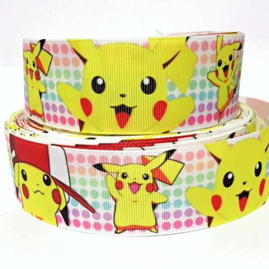 GROSGRAIN RIBBON 5/8", 7/8",1.5", 3" Pokemon For Birthday Printed | eBay