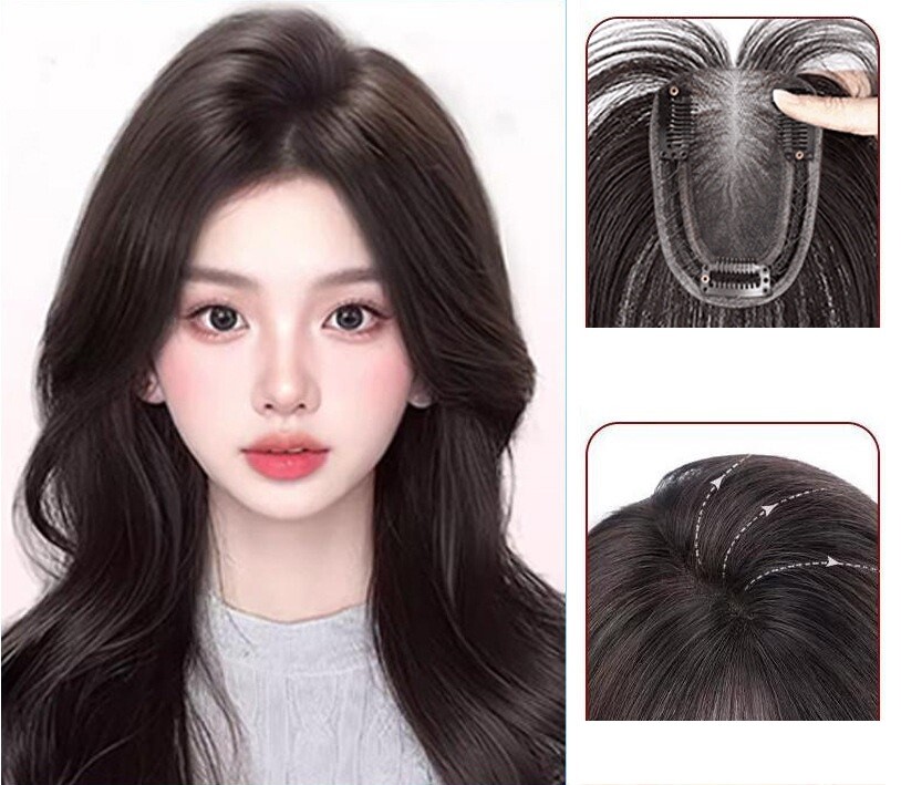 3.15"x4"Traceless 100% Human Hair Topper Fringe Bang Cover Head Top ...