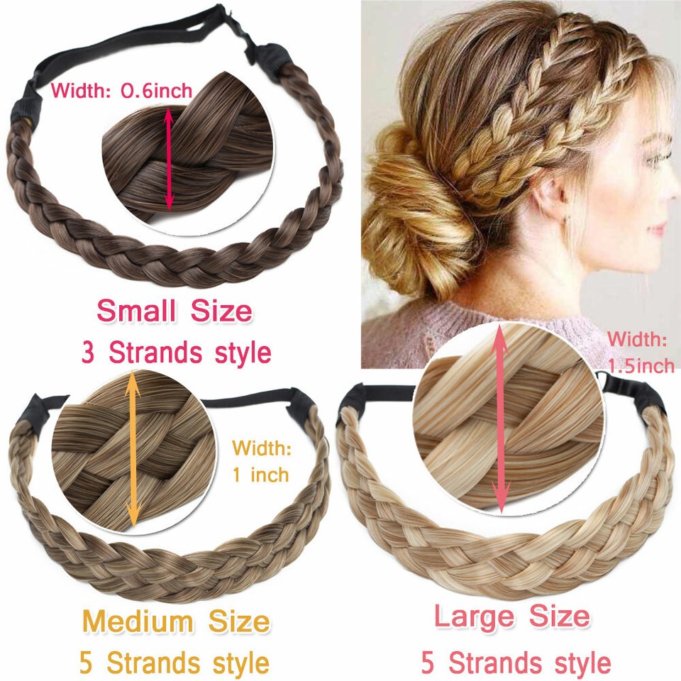 Real Thick as Human Hair Band Braided Plaited Chunky Braids Headband ...