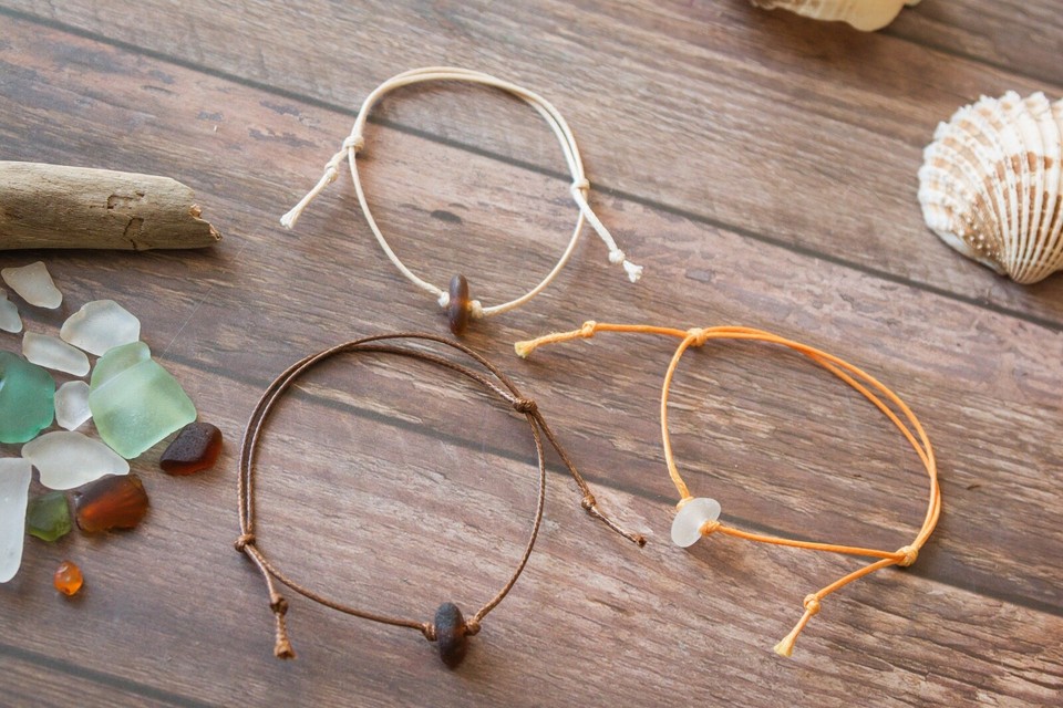 Anglesey Sea Glass Charm cord Bracelet - For Her Gift - Sea Glass ...