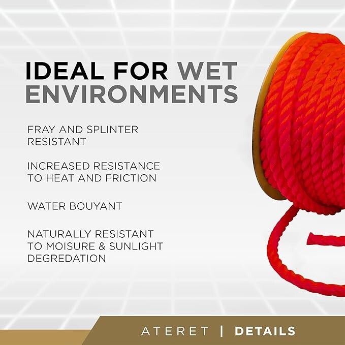 ATERET Twisted 3-Strand RED Polypropylene Rope Monofilament ALL SIZES ...