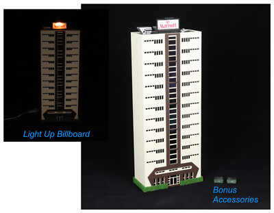 13 Story High Rise Commercial Building Hotel Detailed Lighted Built Up ...