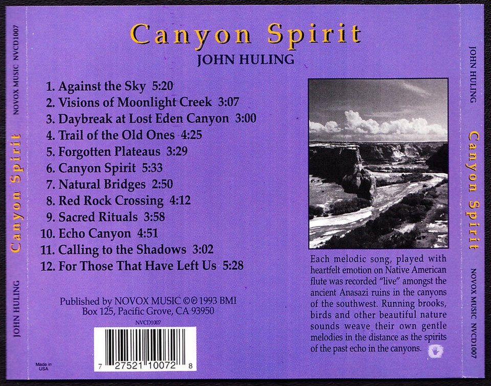 John Huling Signed / Autographed Native American CD - Canyon Spirit | eBay