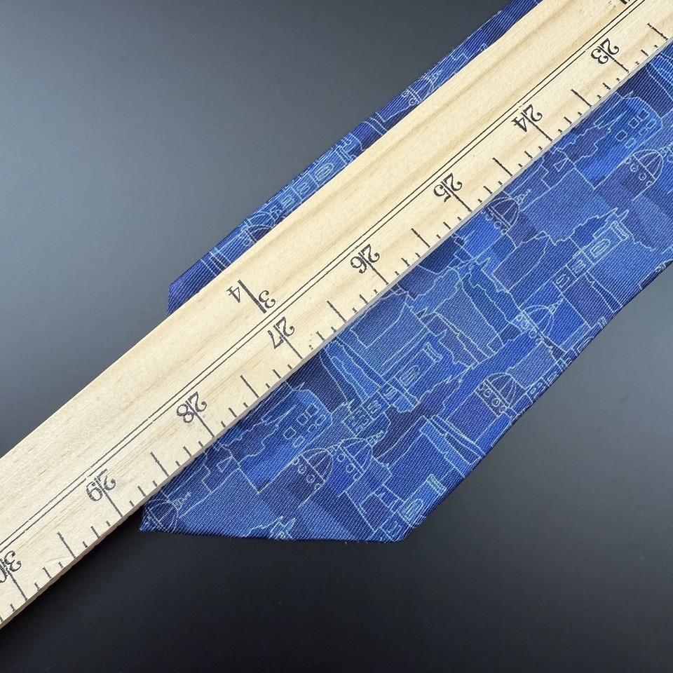 Salvatore Ferragamo Silk Tie Blue Cityscape Florence Architecture Italy ...