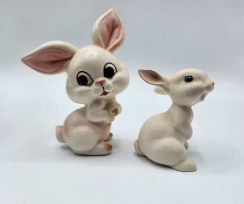 Lot Of 2 Bunny Rabbit Hagen Renaker And Norcrest White Pink Ears Mini ...