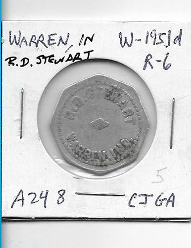 Warren, Indiana Trade Token R.D. STEWART 10¢ | eBay