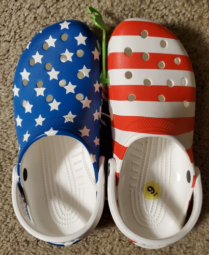 Crocs Classic Clog American Flag Women’s 11 Men's 9 Red White Blue ...