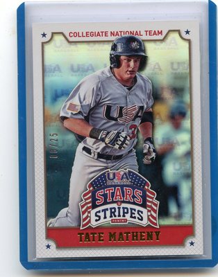 2015 USA STARS & STRIPES #89 TATE MATHENY ROOKIE RC "FOIL" #8/25 ...