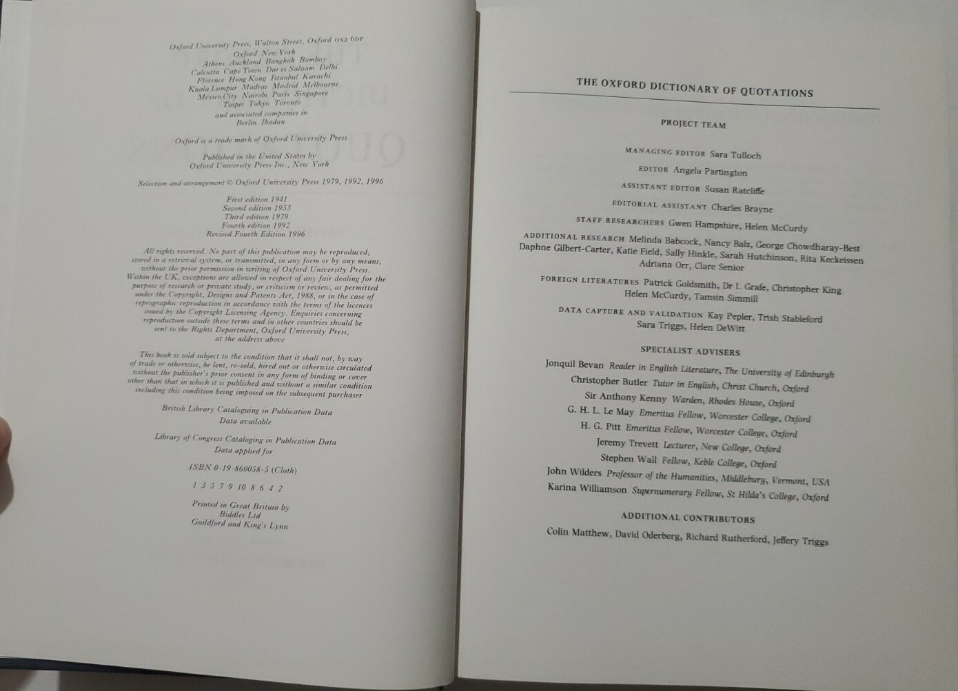 Oxford Dictionary of Quotations by Angela Partington (1996, Hardcover ...