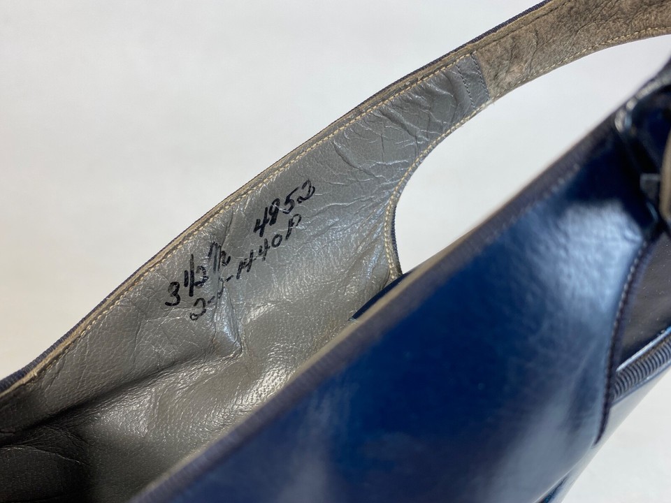 Vintage 1940's MACKEY STARR navy leather platform heels with spangles ...