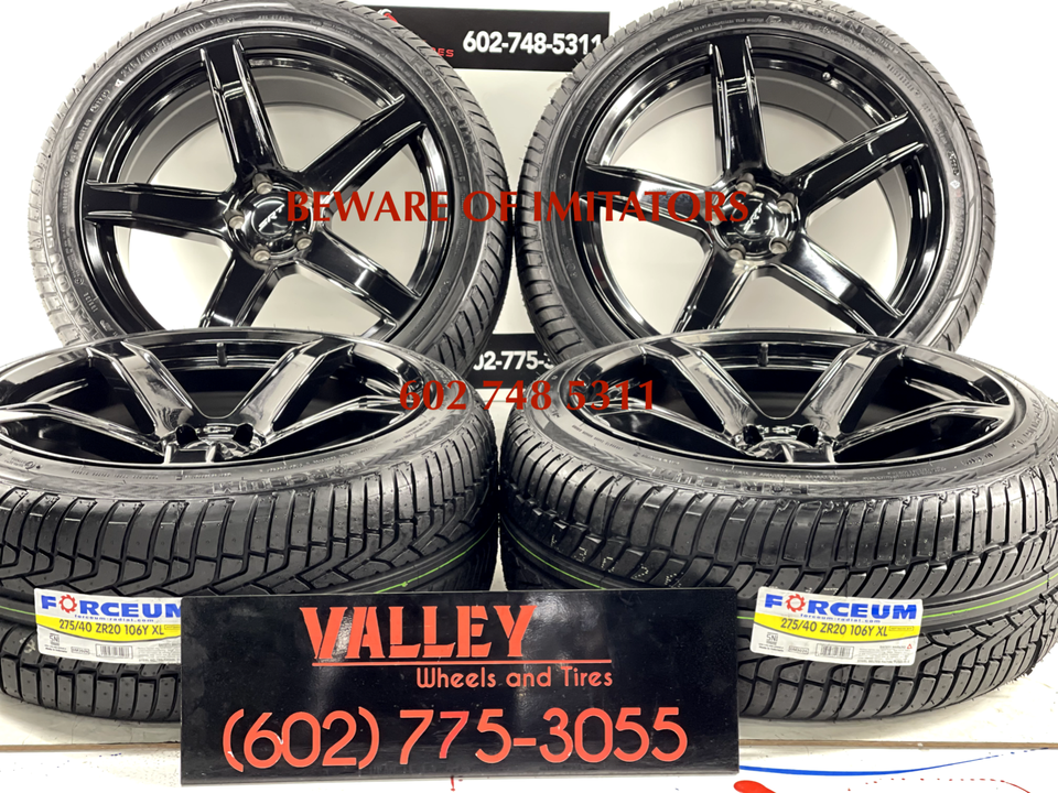 20" BRASS DODGE & DEMON SRT HELLCAT STYLE WHEELS TIRES GLOS BLACK RIMS ...