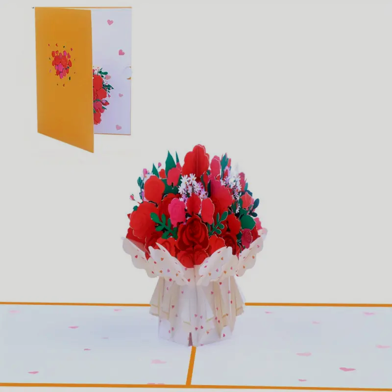 3D Pop-Up Valentine's Day Greeting Card, Env. & Seal - Creative Rose ...