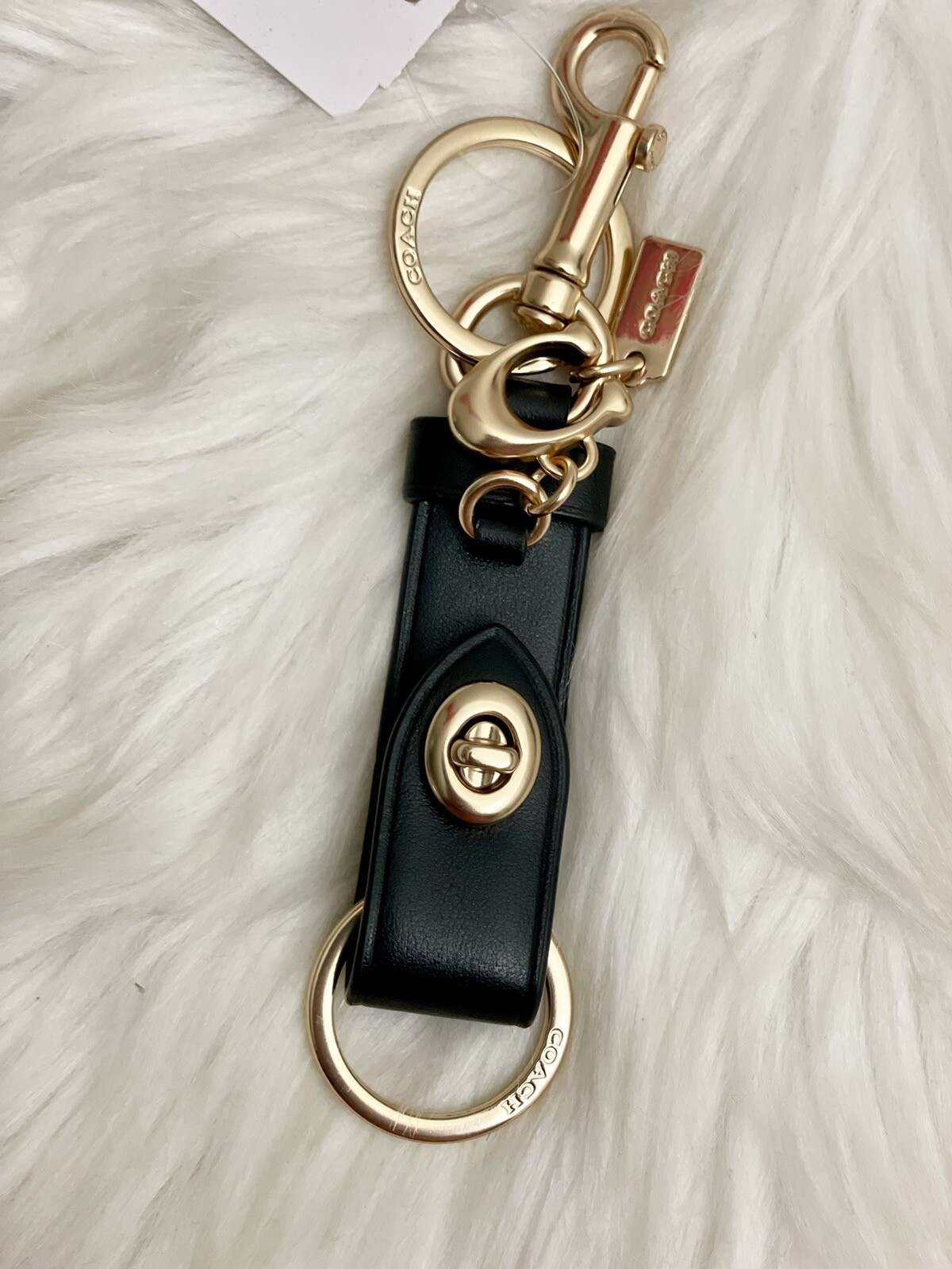 Coach Leather Trigger Snap Bag Charm Black Valet Key Ring Fob | eBay