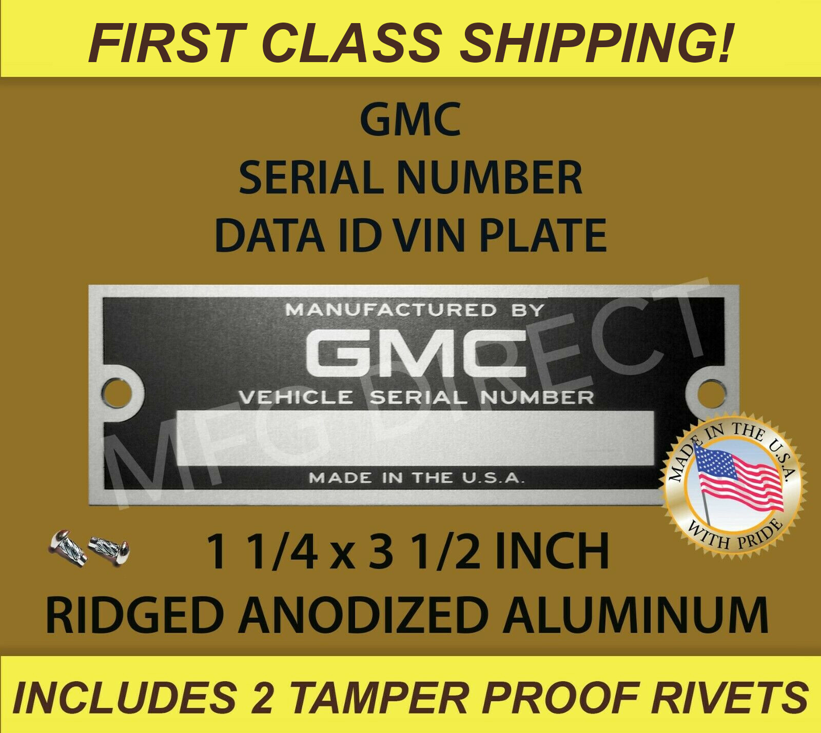 GMC SERIAL NUMBER TAG DATA PLATE TRUCK SUBURBAN ID IDENTIFICATION NEW ...