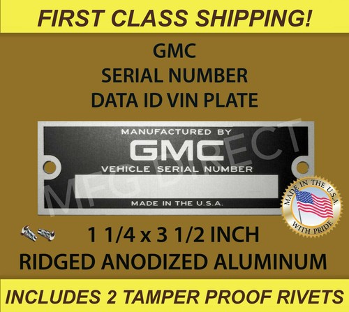 GMC SERIAL NUMBER TAG DATA PLATE TRUCK SUBURBAN ID IDENTIFICATION NEW ...
