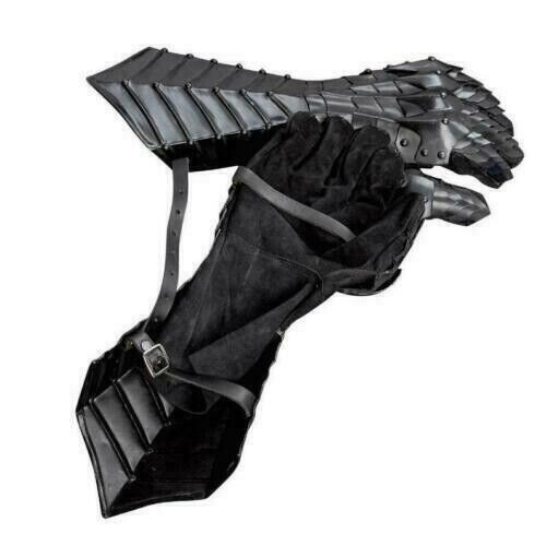 Medieval Gauntlets Nazgul Black Steel Armor Hand Gloves Crusader Larp ...