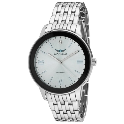 Gianello Men's Genuine Diamond Dial 43mm Round Case Stainless Steel ...