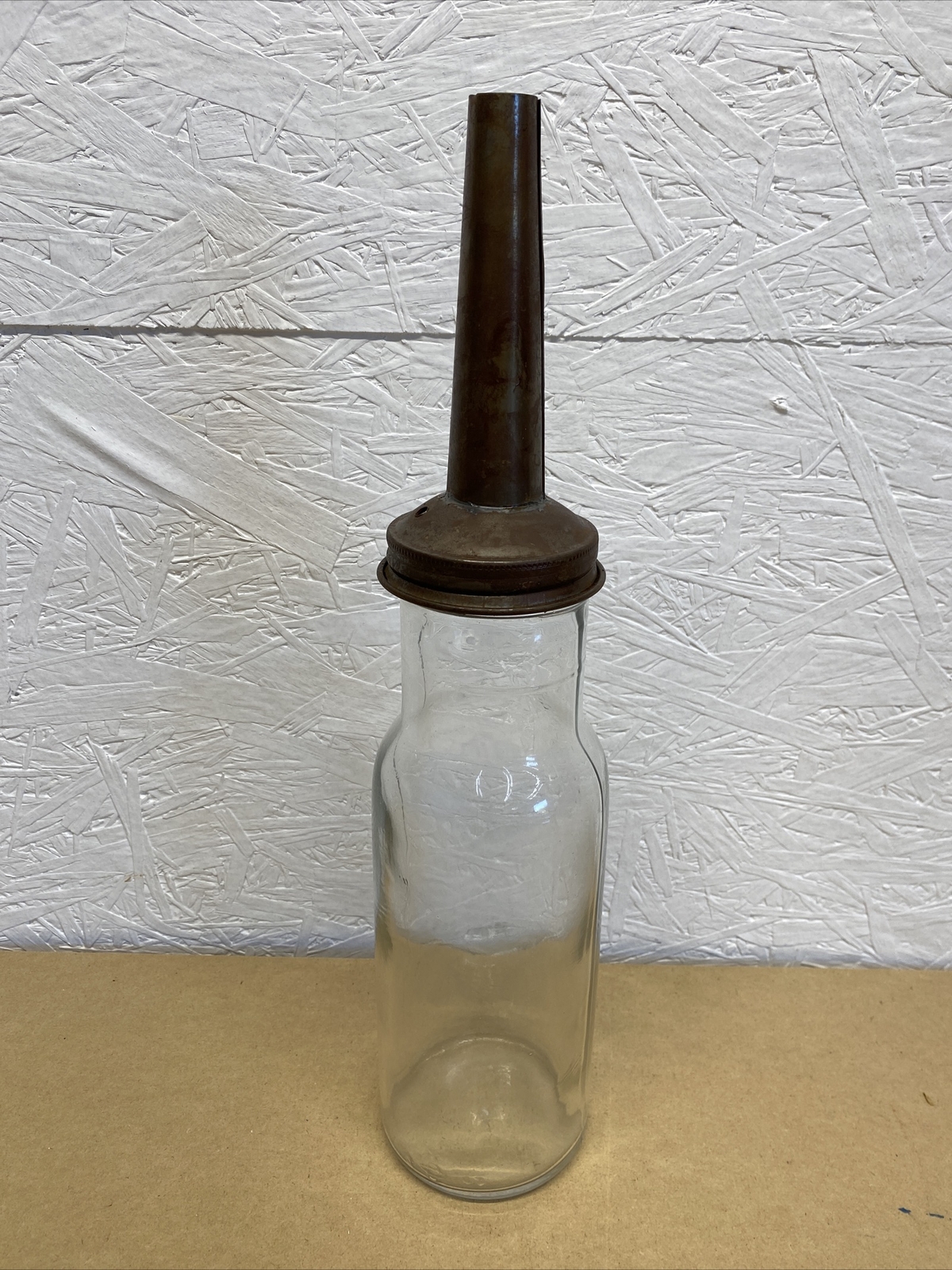 Plain Tall Motor Oil Bottle Spout Glass Vintage Style Gas Station | eBay