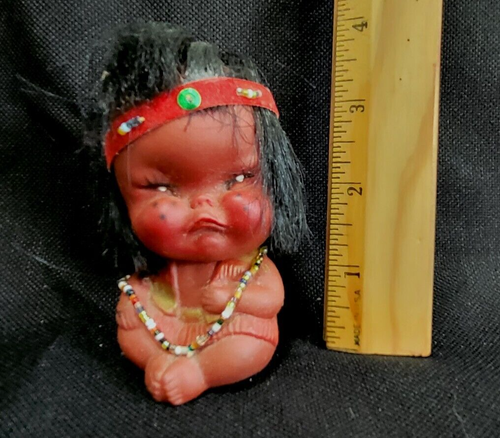 Vintage Rubber Vinyl Native American Indian Crying Baby Doll Toy 3 1/2 ...