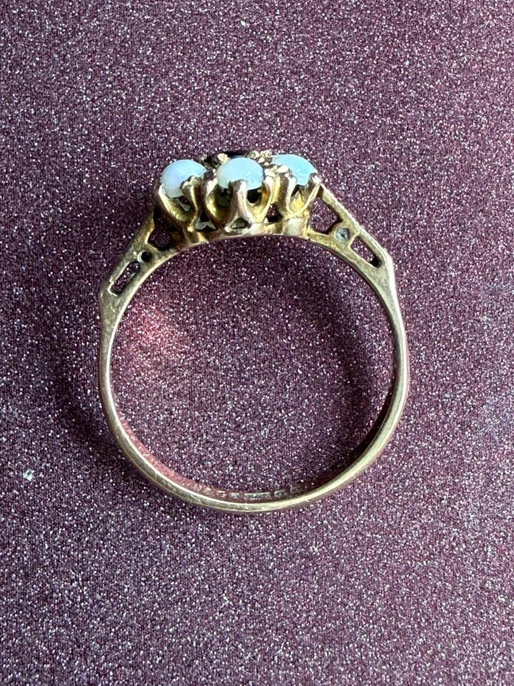 Vintage 9ct Cluster Ring 6 Fire Opals & Centre Garnet Yellow 9ct Gold ...