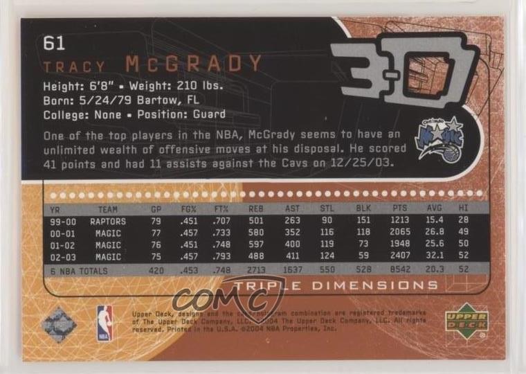 2003-04 Upper Deck Triple Dimensions Tracy McGrady #61 HOF | eBay