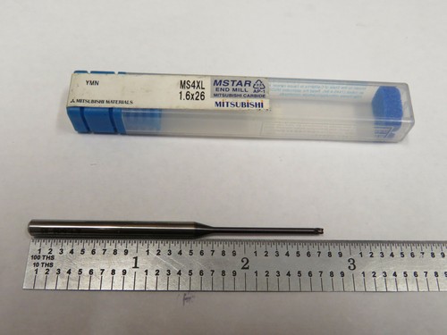 1.6mm x 26mm Mitsubishi 4 Flute Extended Length Carbide End Mill, 1 Pc ...