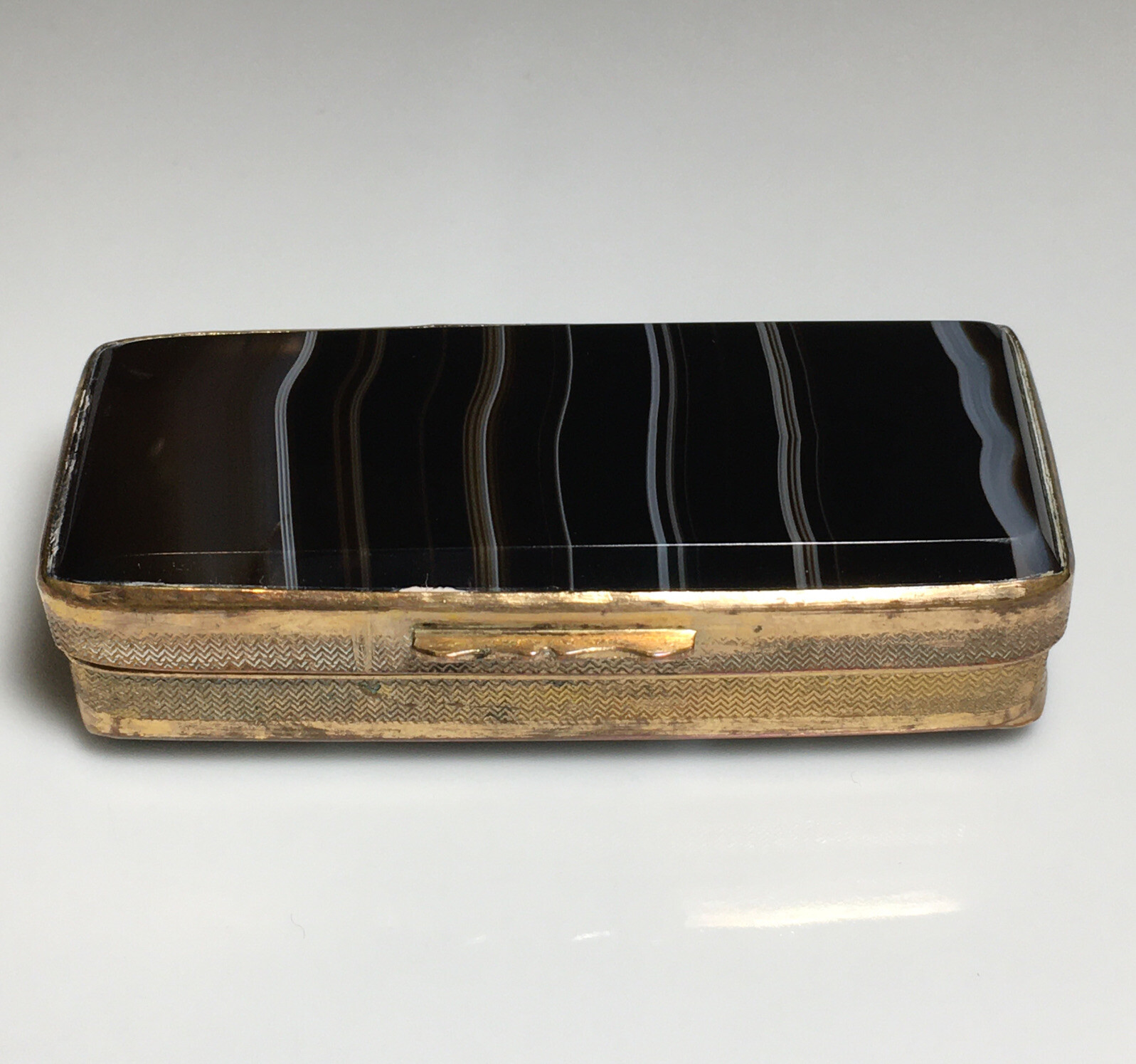 Antique miniature Agate Silver Plated Hinged trinket / snuff / Pill box ...