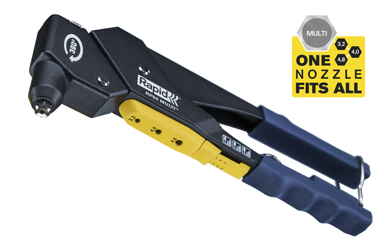 RAPID RP60 MULTI Pivoting Head Riveter 3.2mm 4mm 4.8mm Dia Rivets ...