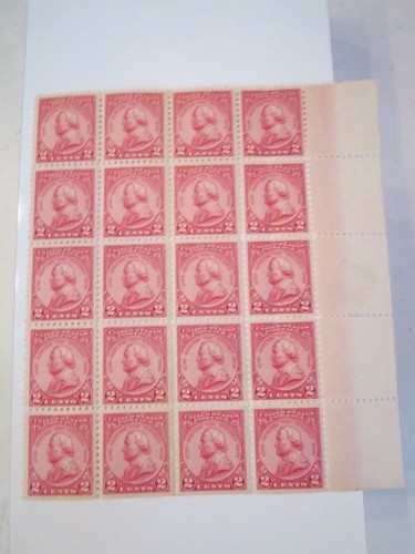 1930 U.S. STAMP SCOTT #689 TWO CENT PARTIAL STAMP SHEET OF 20 STAMPS ...