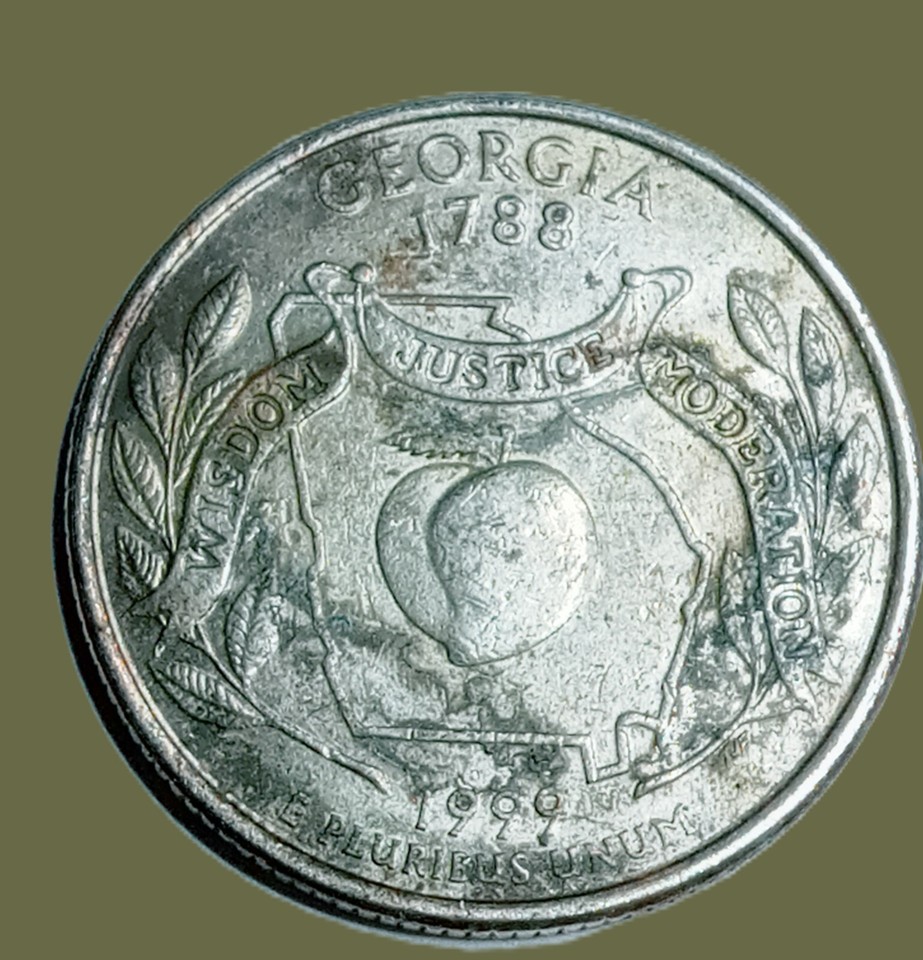 1999 D Georgia State Quarter Error Missing $40% Cladding Rare Copper ...
