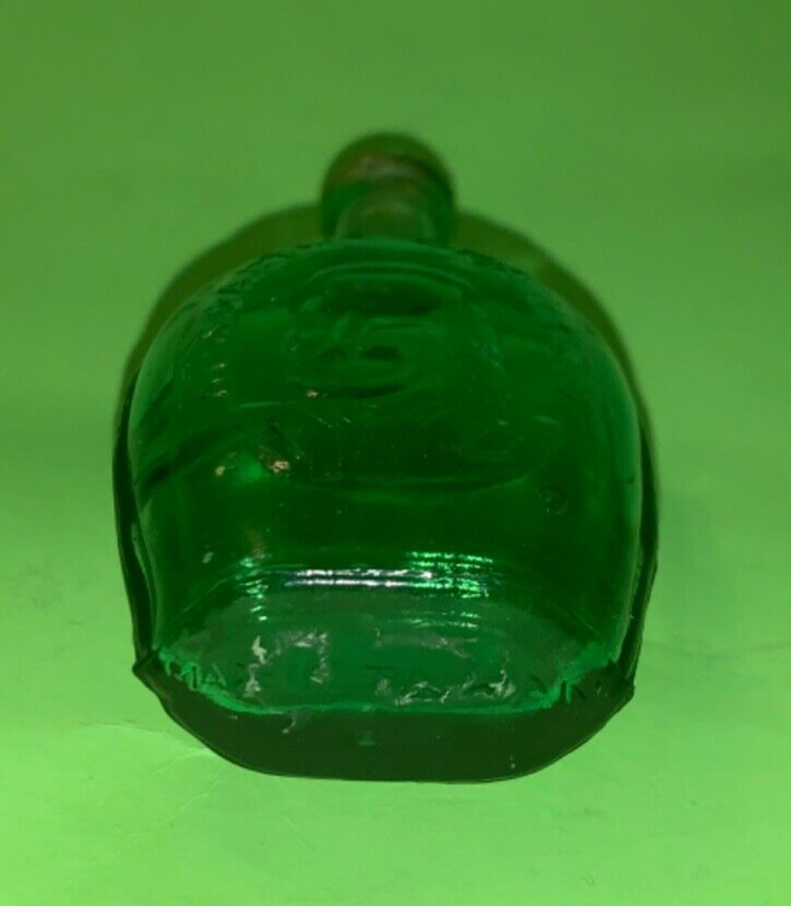 Vintage Benjamin Franklin 3" Miniature Green Glass Bottle with Cork ...