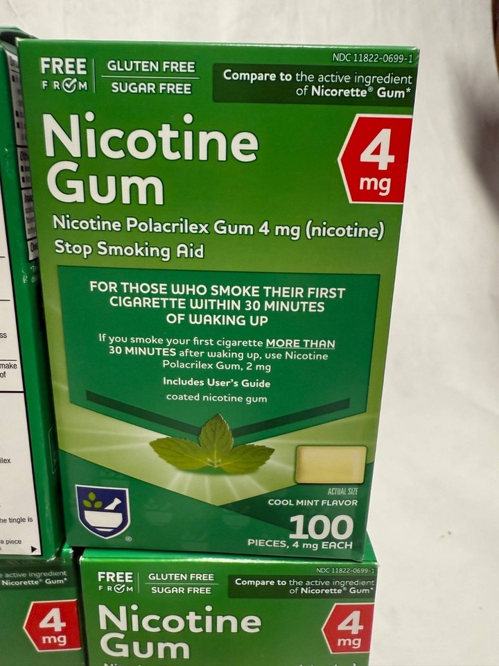3 Boxes Rite Aid Cool Mint Nicotine Gum 100 ct. 4mg pieces. Total 300 ...