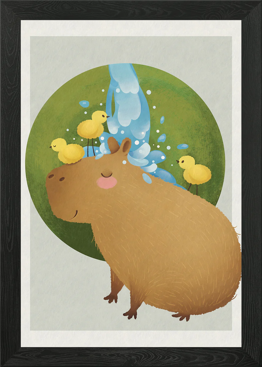 Chill Capybara Bath Framed Wall Art Poster Canvas Print Picture | eBay UK