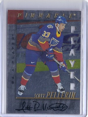 1997-98 BE A PLAYER SCOTT PELLERIN DIE CUT AUTOGRAPH BAP AUTO 50 BLUES ...