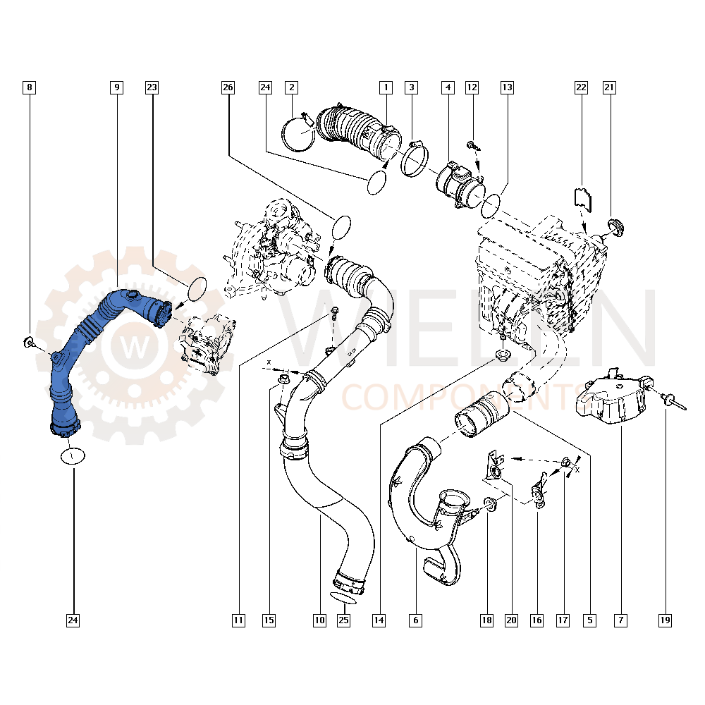 MANICOTTO INTERCOOLER TUBO TURBO PER RENAULT MEGAN SCENIC 1.6 DCI ...